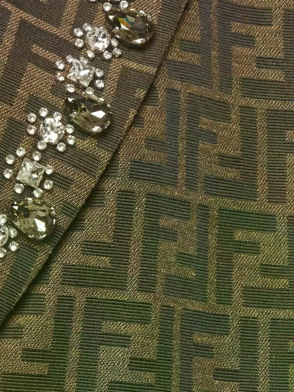 Fendi Zucca Jacquard Crystal-embellished Blazer