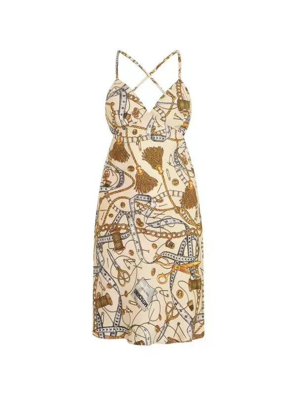Moschino Chain-print Dress - Neutrals