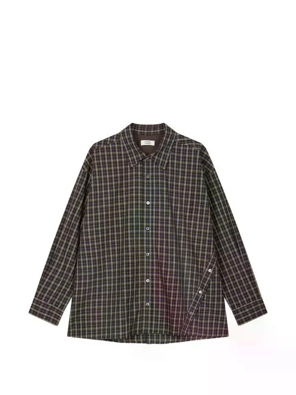 STUDIO TOMBOY Check-pattern Diagonal-button Shirt