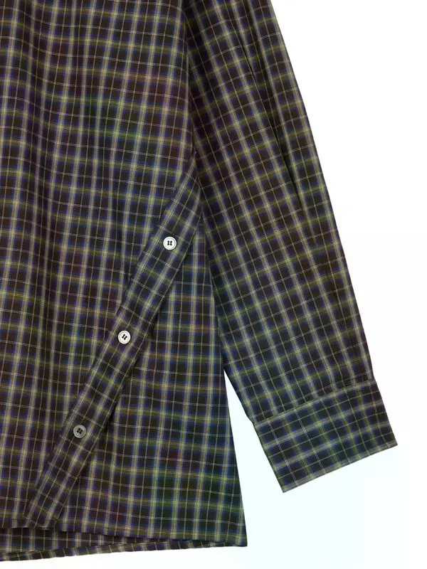 STUDIO TOMBOY Check-pattern Diagonal-button Shirt