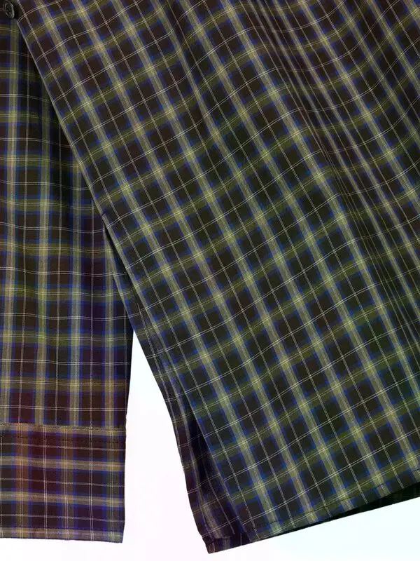 STUDIO TOMBOY Check-pattern Diagonal-button Shirt