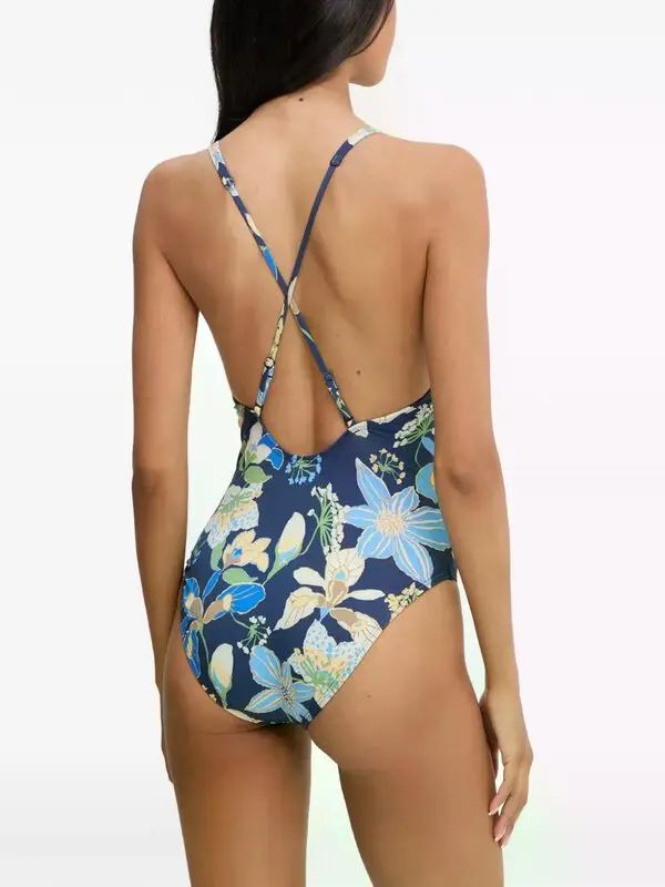 Nike Floral-print Swimsuit - Blue
