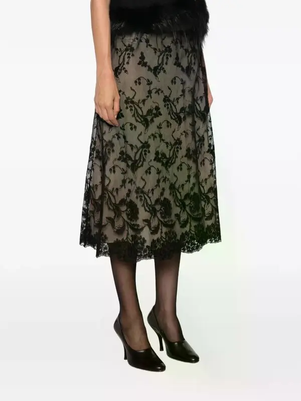Fendi Floral-lace Midi Skirt