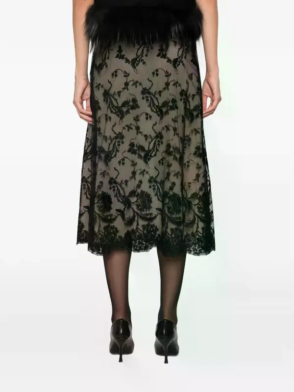 Fendi Floral-lace Midi Skirt