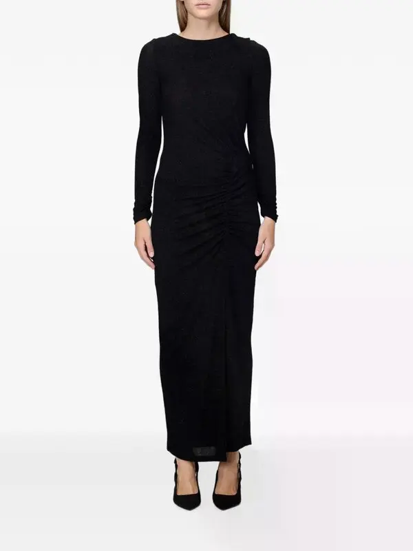 HANITA Gathered Open-back Maxi Dress - Black