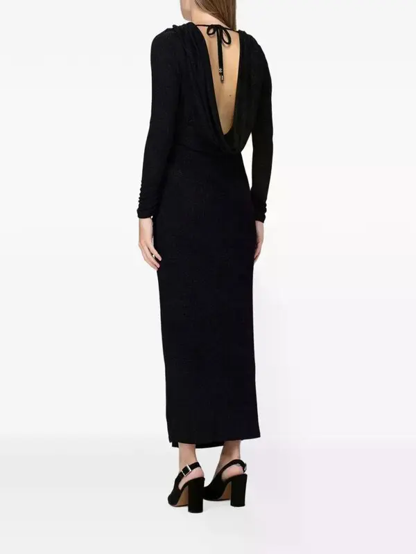 HANITA Gathered Open-back Maxi Dress - Black