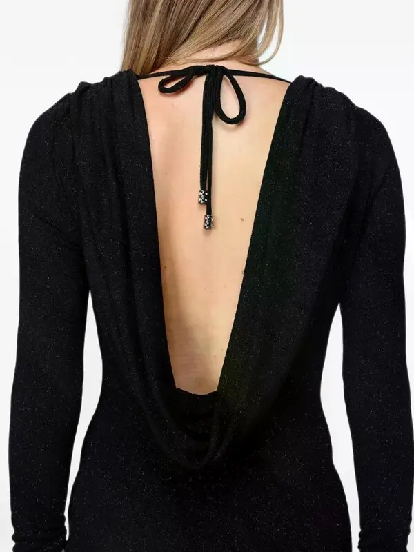 HANITA Gathered Open-back Maxi Dress - Black