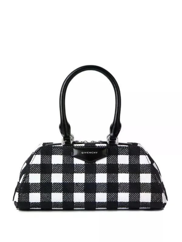 Givenchy Mini Embroidered Antigona East-west Bag With Checks