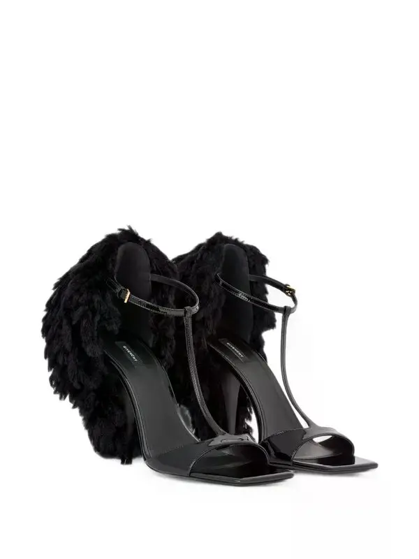 Givenchy Pompom Heeled Sandals In Patent Leather And Knit - Black
