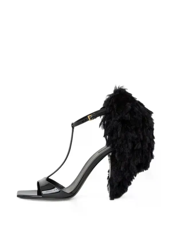 Givenchy Pompom Heeled Sandals In Patent Leather And Knit
