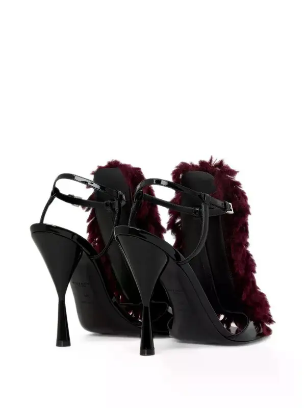 Givenchy Pompom Heeled Sandals In Patent Leather And Knit