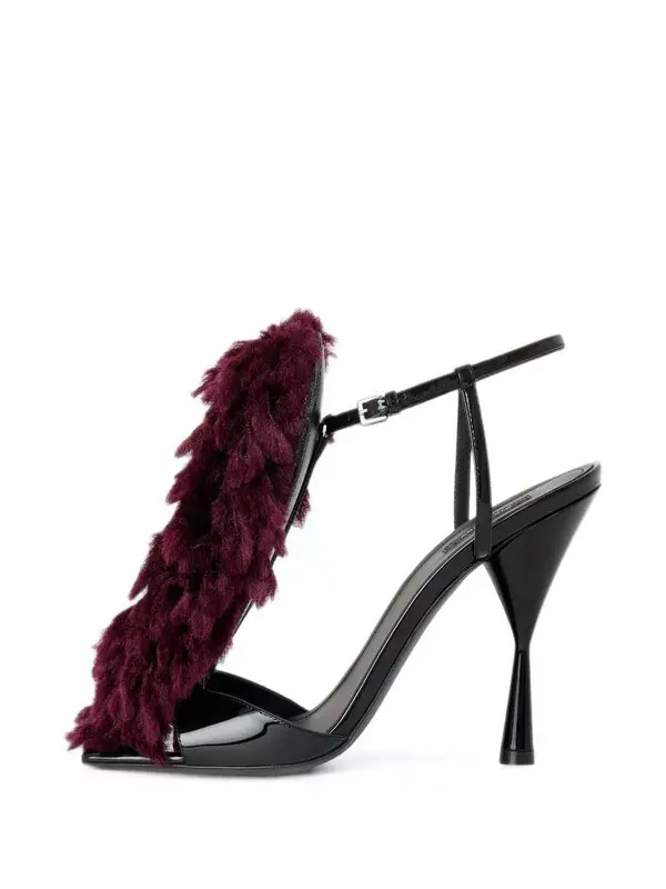 Givenchy Pompom Heeled Sandals In Patent Leather And Knit