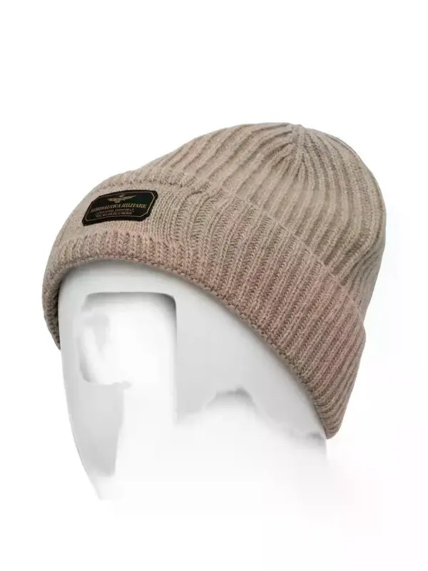 AERONAUTICA MILITARE Ribbed-knit Beanie Hat - Neutrals