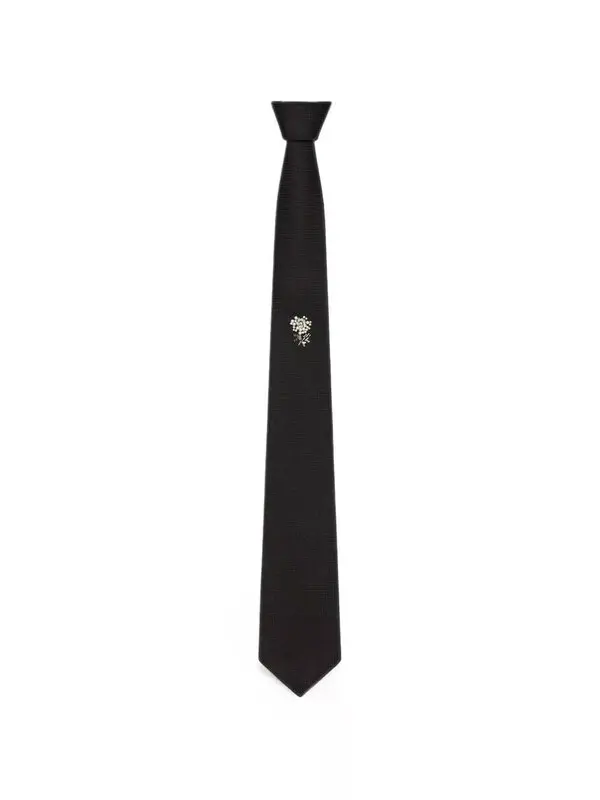 Givenchy Tie In Silk Jacquard With Pearls And Beads Embroidery - Black