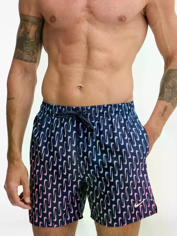 Nike Swoosh Logo-print Swim Shorts - Blue