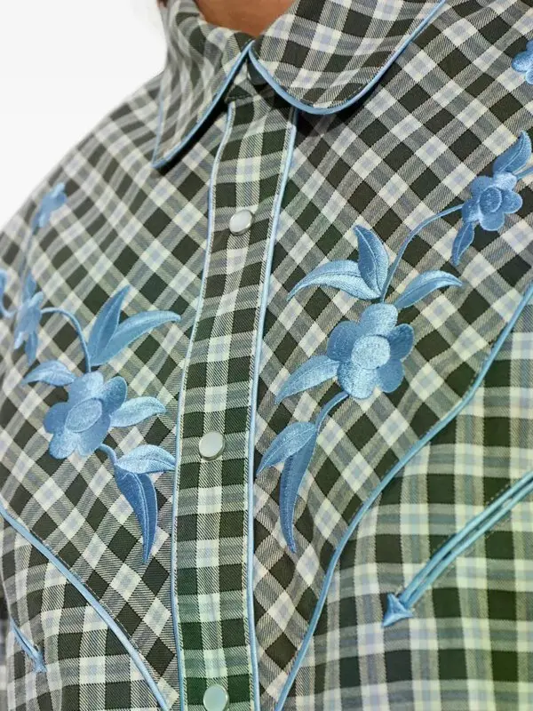 Kenzo Wildflower Floral-embroidered Checked Shirt