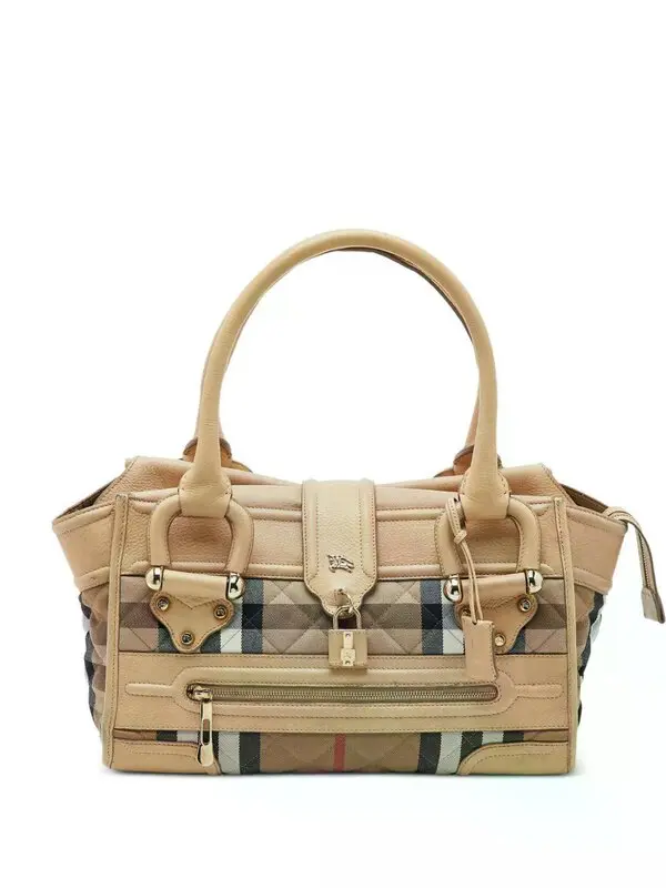 Burberry Large Manor House Check Quilted Tote Bag - Neutrals