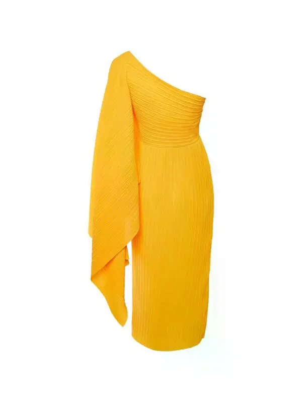 Solace London Lila Draped-shoulder Midi Dress