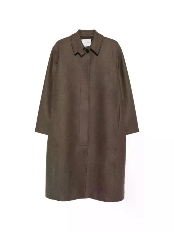 Studio Nicholson Ria High-neck Concealed-fastening Coat - Brown