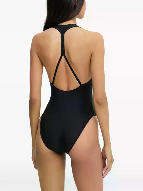 Nike Logo-print Racerback Swimsuit - Black