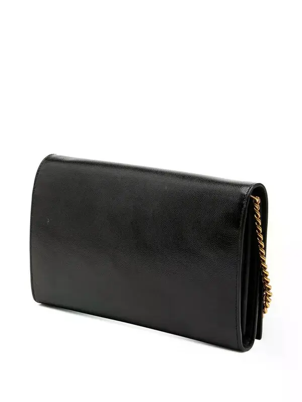 Saint Laurent 2014 Grained Calfskin Classic Letters Wallet On Chain Shoulder Bag - Black
