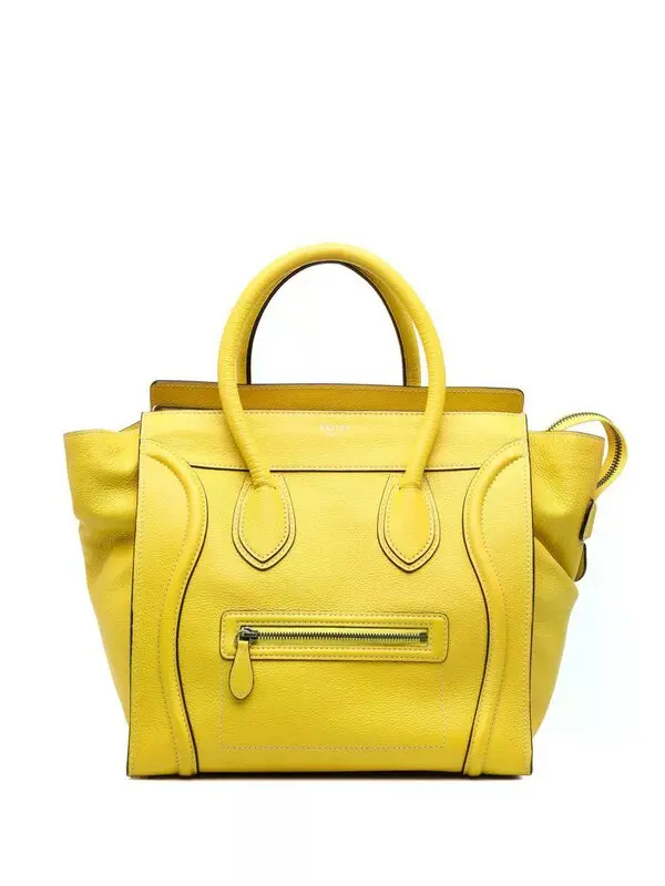 Celine 2011 Mini Drummed Calfskin Luggage Tote Bag - Yellow