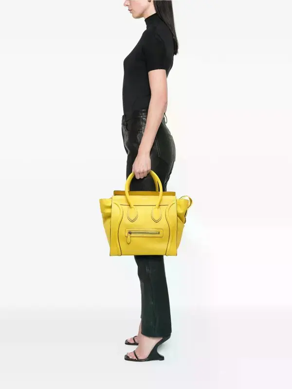 Celine 2011 Mini Drummed Calfskin Luggage Tote Bag - Yellow