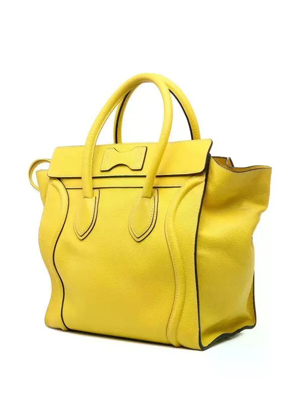 Celine 2011 Mini Drummed Calfskin Luggage Tote Bag - Yellow