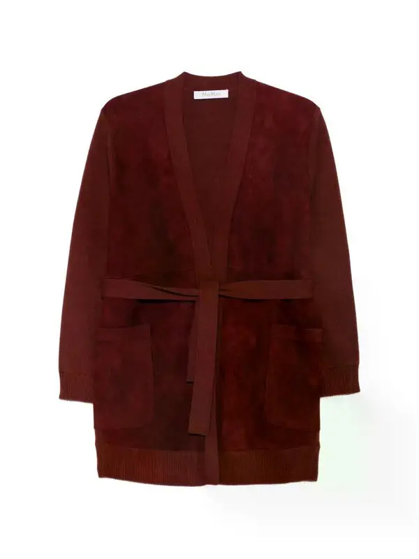 Max Mara Suede-panelled Belted Cardigan - Red