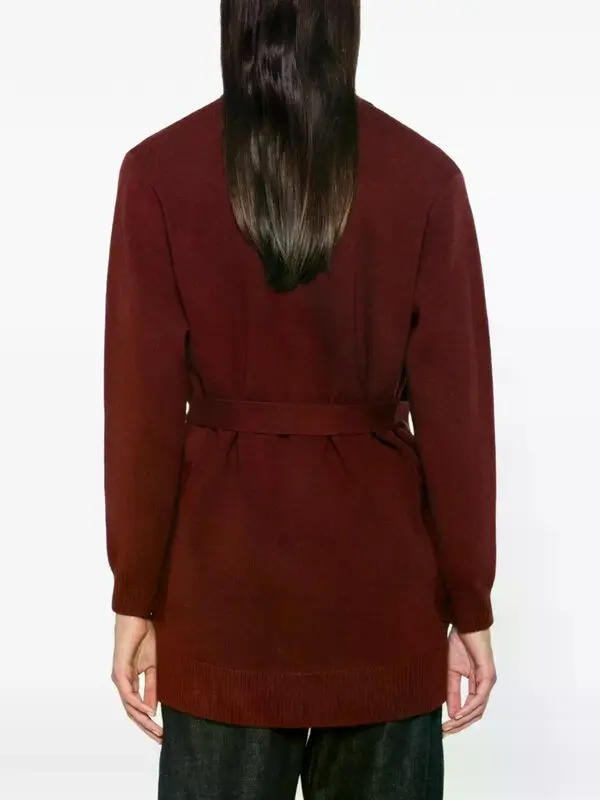 Max Mara Suede-panelled Belted Cardigan - Red