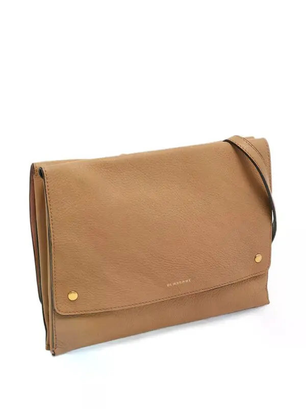 Burberry Double Side Flap Leather Crossbody Bag - Brown