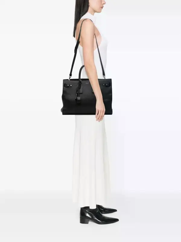 Saint Laurent 2021 Large Supple Grained Calfskin Sac De Jour Satchel - Black