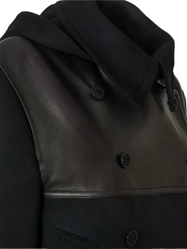 Fendi Leather-panelled Double-breasted Parka