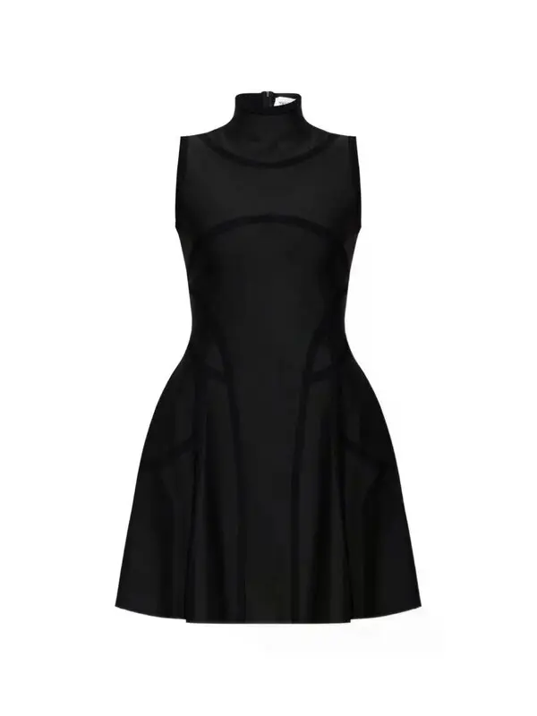 Alexander McQueen High-neck Panelled Mini Dress - Black
