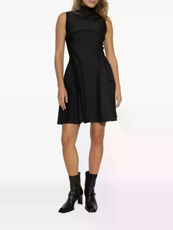 Alexander McQueen High-neck Panelled Mini Dress - Black
