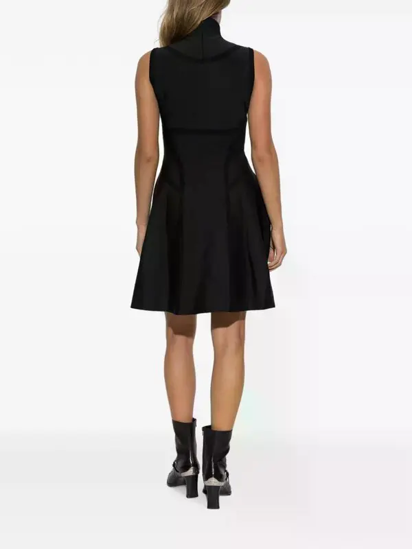 Alexander McQueen High-neck Panelled Mini Dress - Black