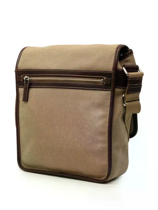Prada 2010-2026 Leather Trimmed Canvas Canapa Logo Buckle Messenger Bag Crossbody Bag