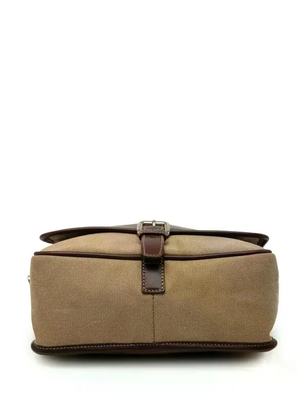 Prada 2010-2026 Leather Trimmed Canvas Canapa Logo Buckle Messenger Bag Crossbody Bag