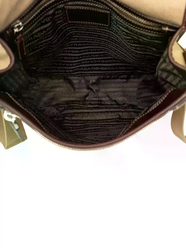 Prada 2010-2026 Leather Trimmed Canvas Canapa Logo Buckle Messenger Bag Crossbody Bag