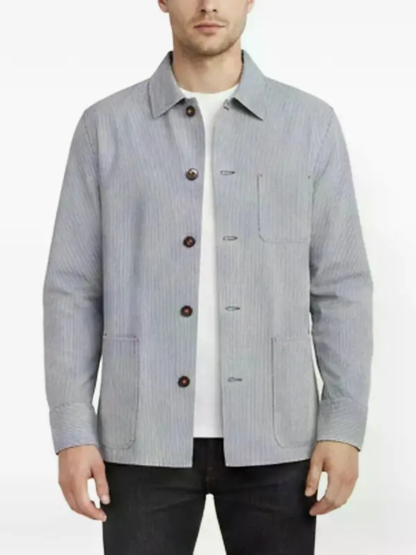 Givenchy Pinstriped Cotton Shirt Jacket - Blue