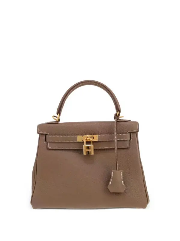 Hermès 2023 25 Kelly Leather Tote Bag - Brown