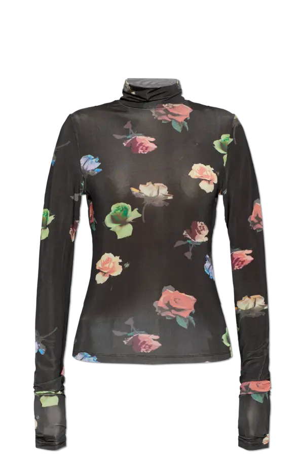 GANNI Floral Motif Top - Black