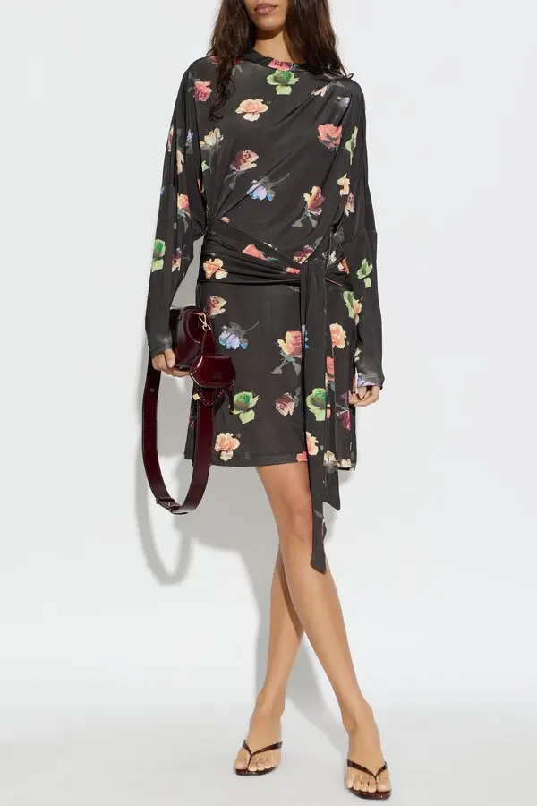 GANNI Floral Motif Mini Dress