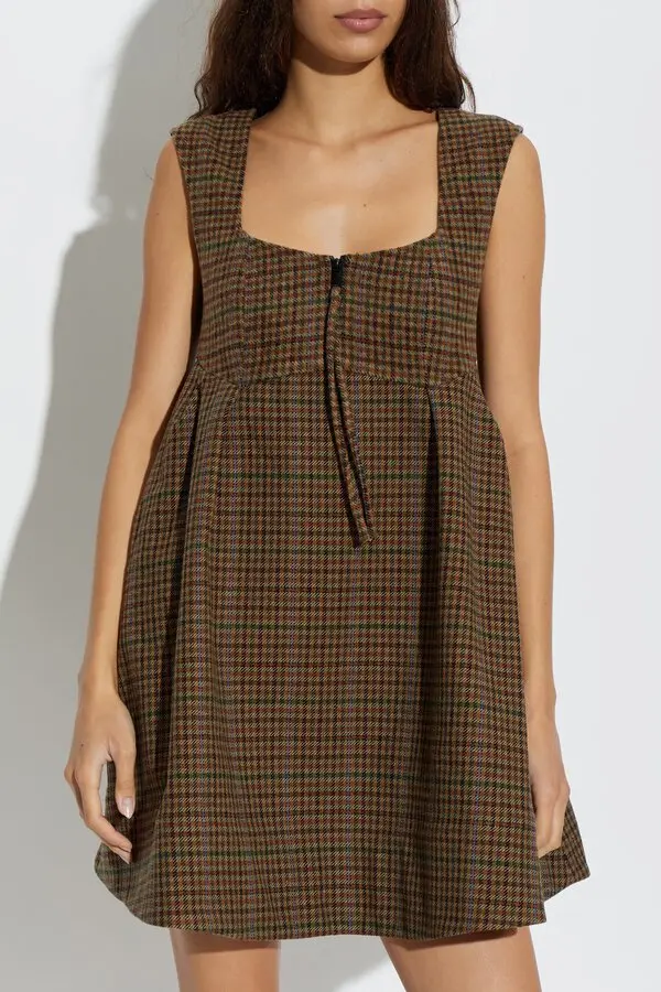 GANNI Plaid Pattern Mini Dress