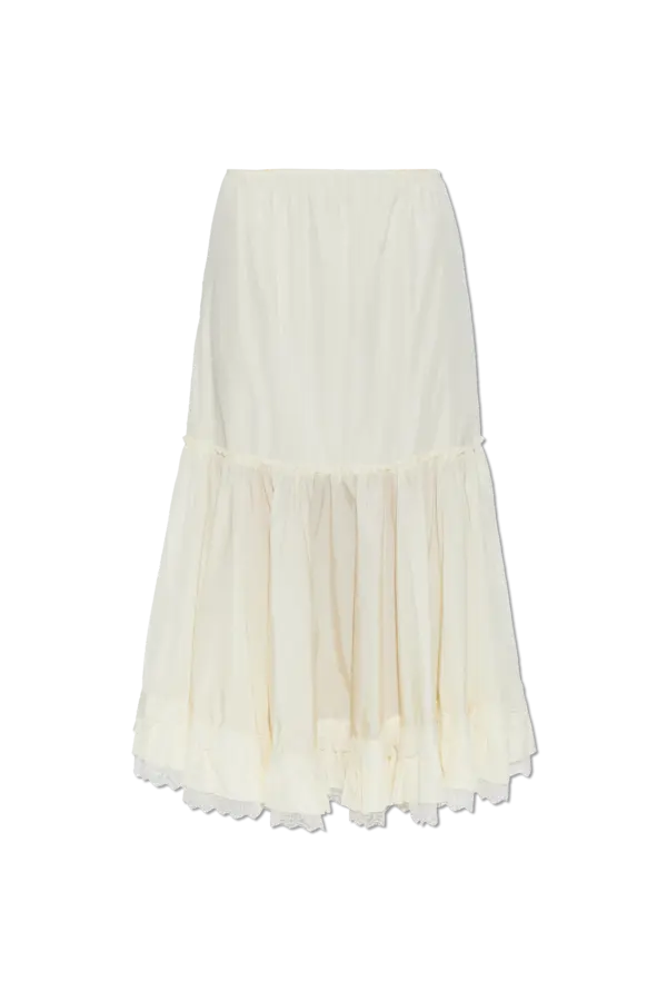 GANNI Lace Ruffle Skirt - Cream