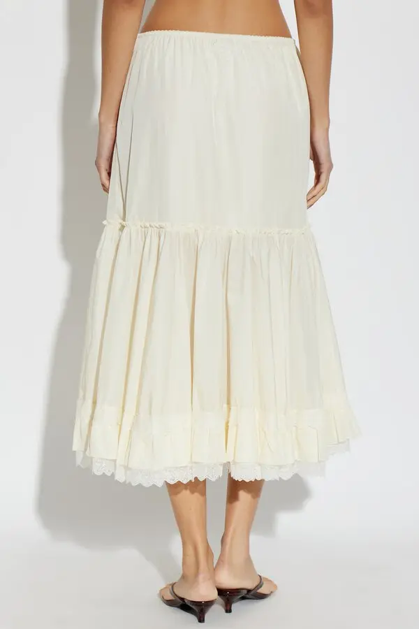 GANNI Lace Ruffle Skirt - Cream