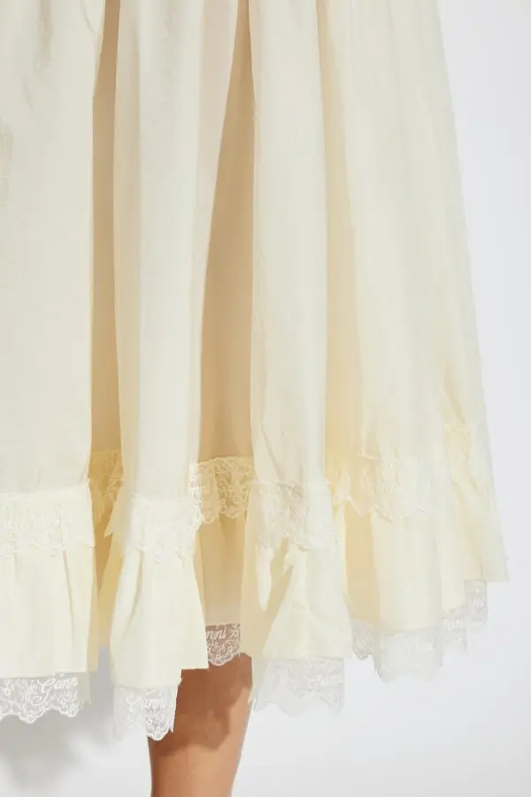 GANNI Lace Ruffle Skirt - Cream