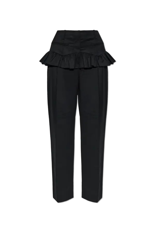 GANNI Ruffled Pants - Black