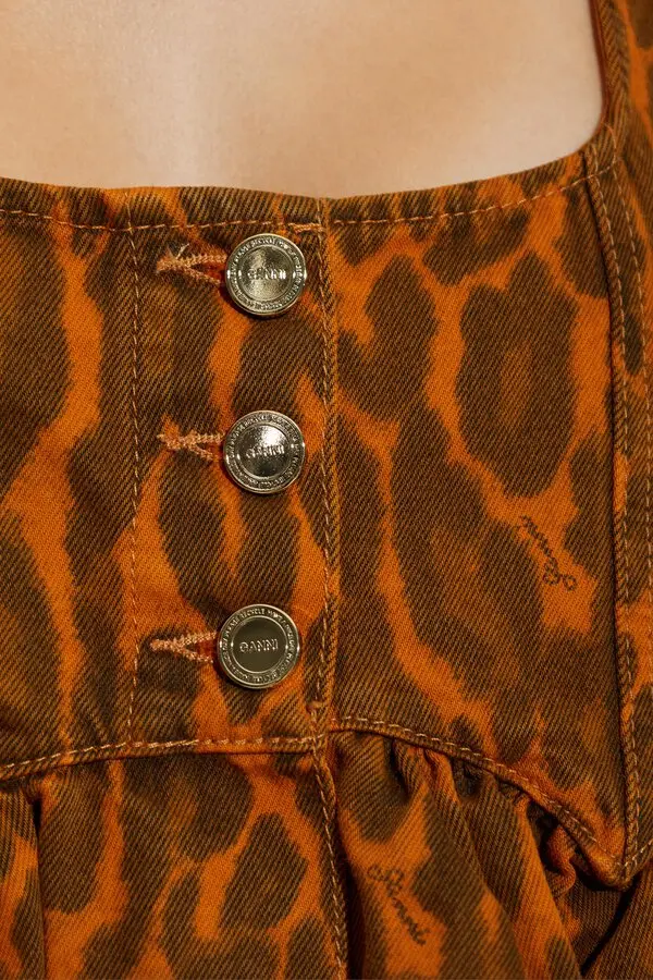 GANNI Animal Print Denim Dress