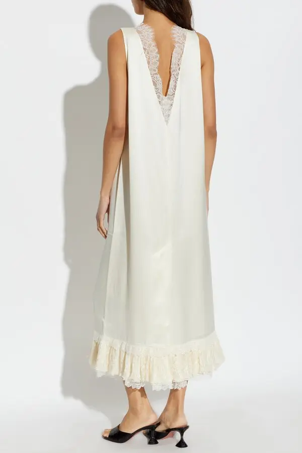 GANNI Satin Dress With Lace Inserts